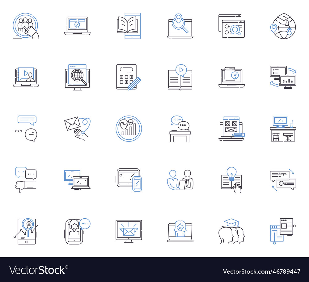 Distance education line icons collection e Vector Image