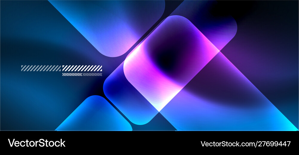 Glass neon block and lines abstract background Vector Image