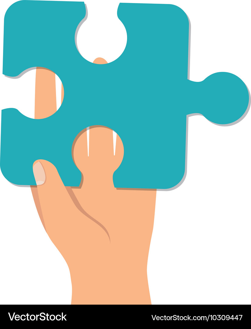Hand finger palm puzzle piece Royalty Free Vector Image