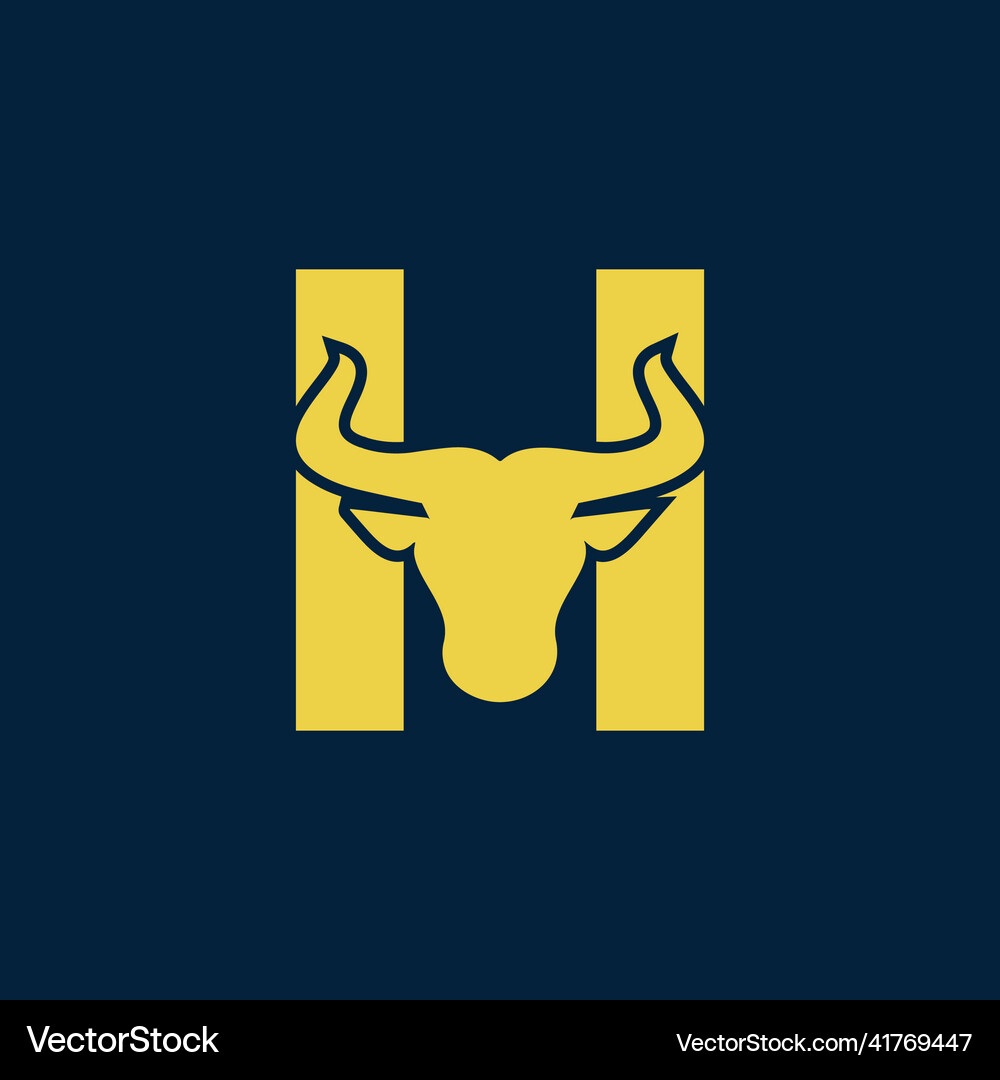 Letter h creative head buffalo bull elegant logo Vector Image