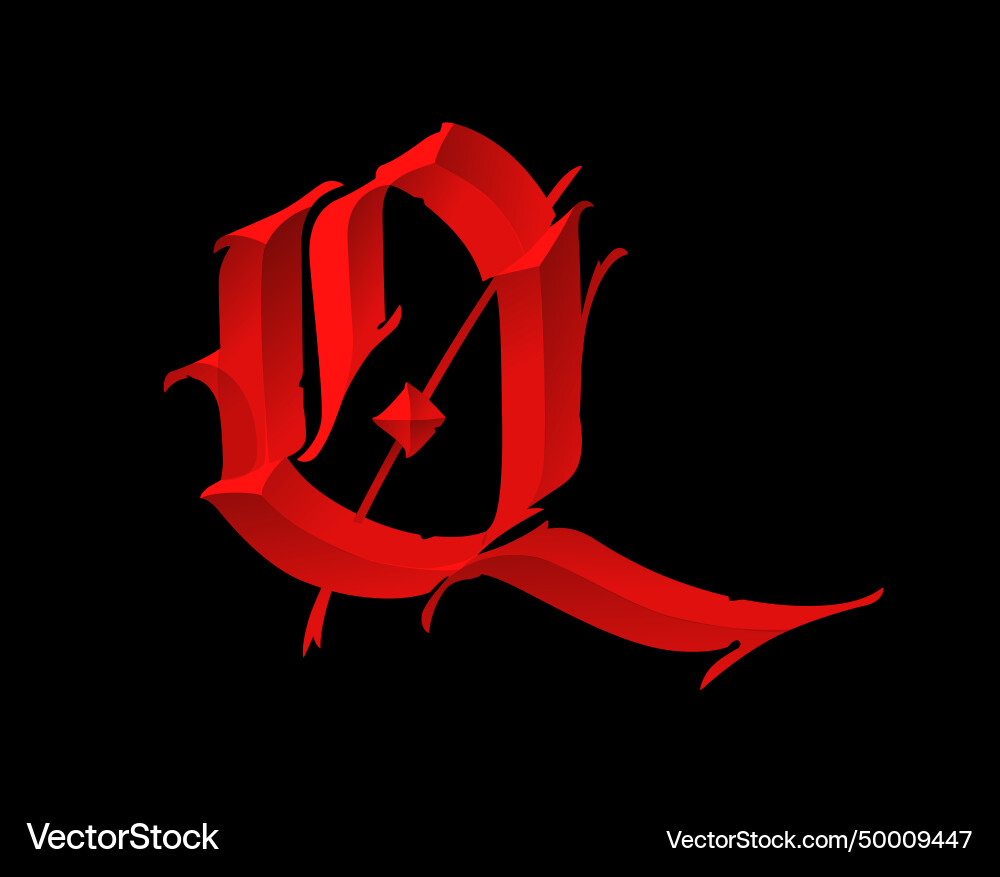 Letter q in the gothic style alphabet Royalty Free Vector