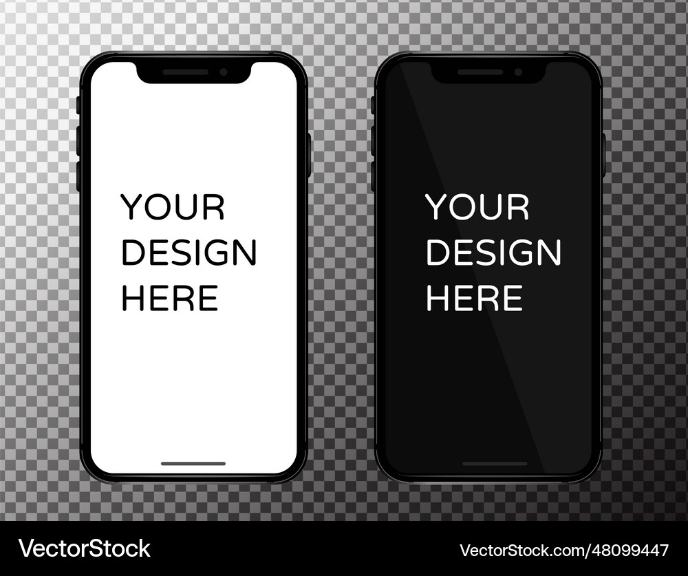 Mockup a black mobile phone with a slim border Vector Image