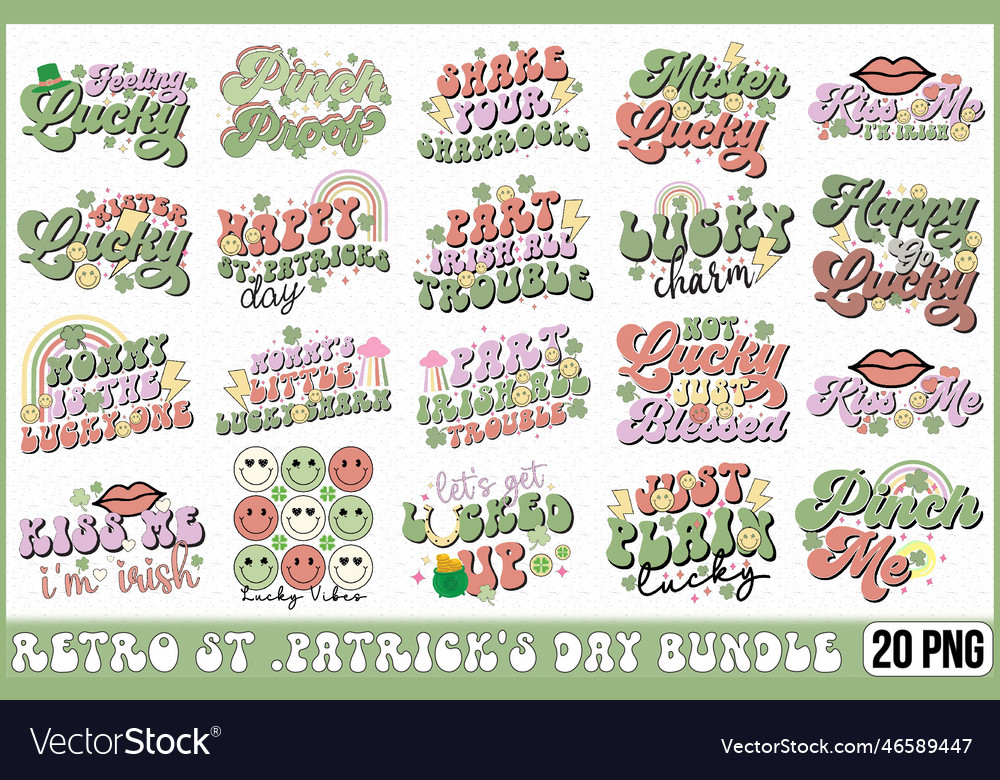 Retro st patricks day bundle Royalty Free Vector Image