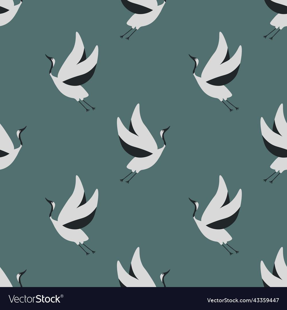 Seamless cranes pattern Royalty Free Vector Image