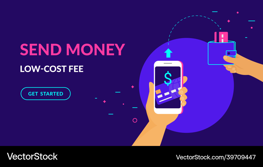 Sending money via mobile phone Royalty Free Vector Image