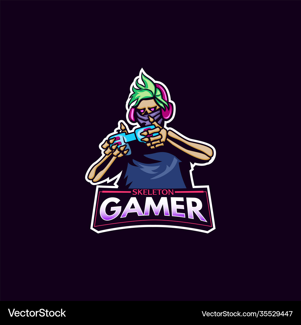 Skull gamer mascot logo design Royalty Free Vector Image