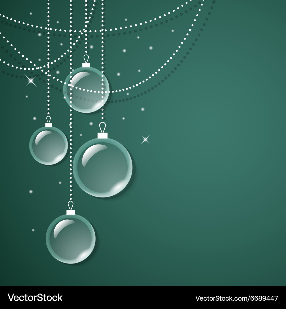 Transparent glass decorations on green background Vector Image