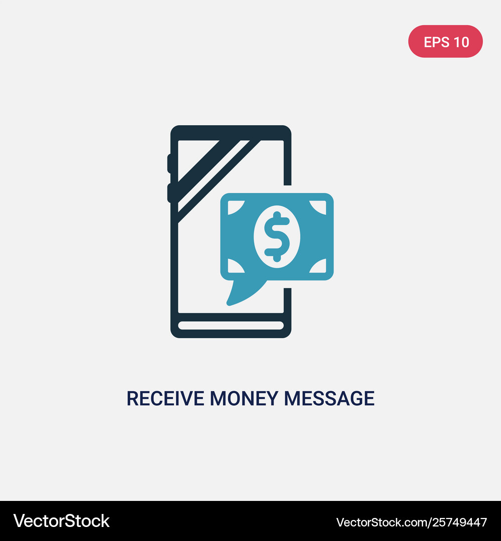 Two color receive money message icon from Vector Image