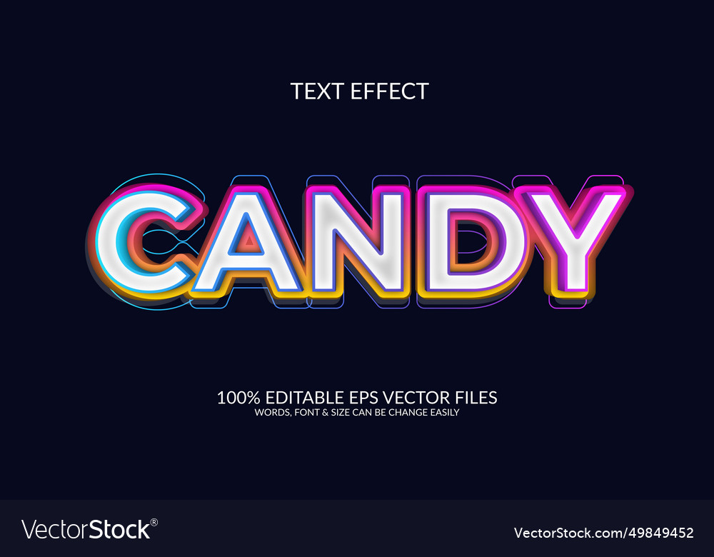 Candy 3d text effect design Royalty Free Vector Image