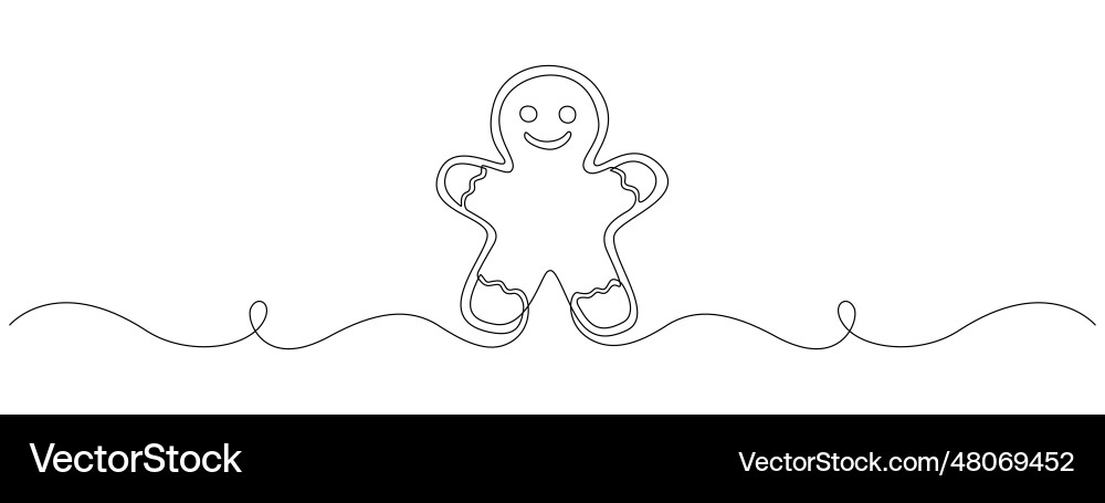 Continuous one line drawing of christmas Vector Image