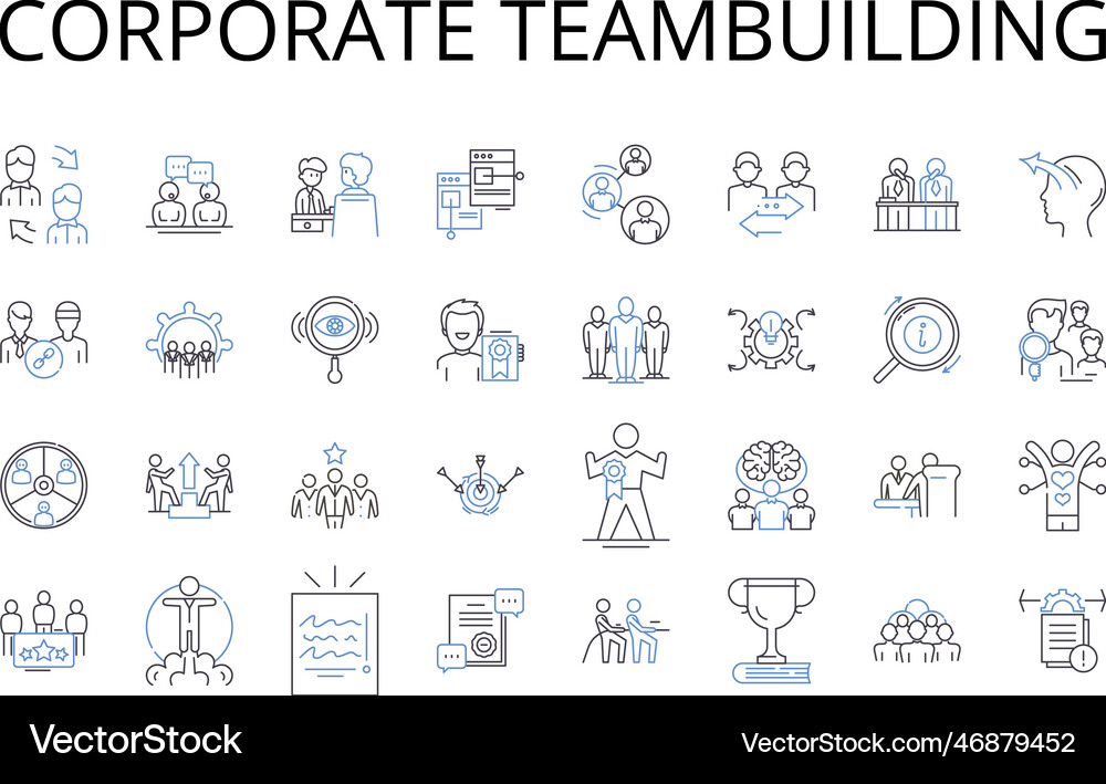 Corporate teambuilding line icons collection Vector Image
