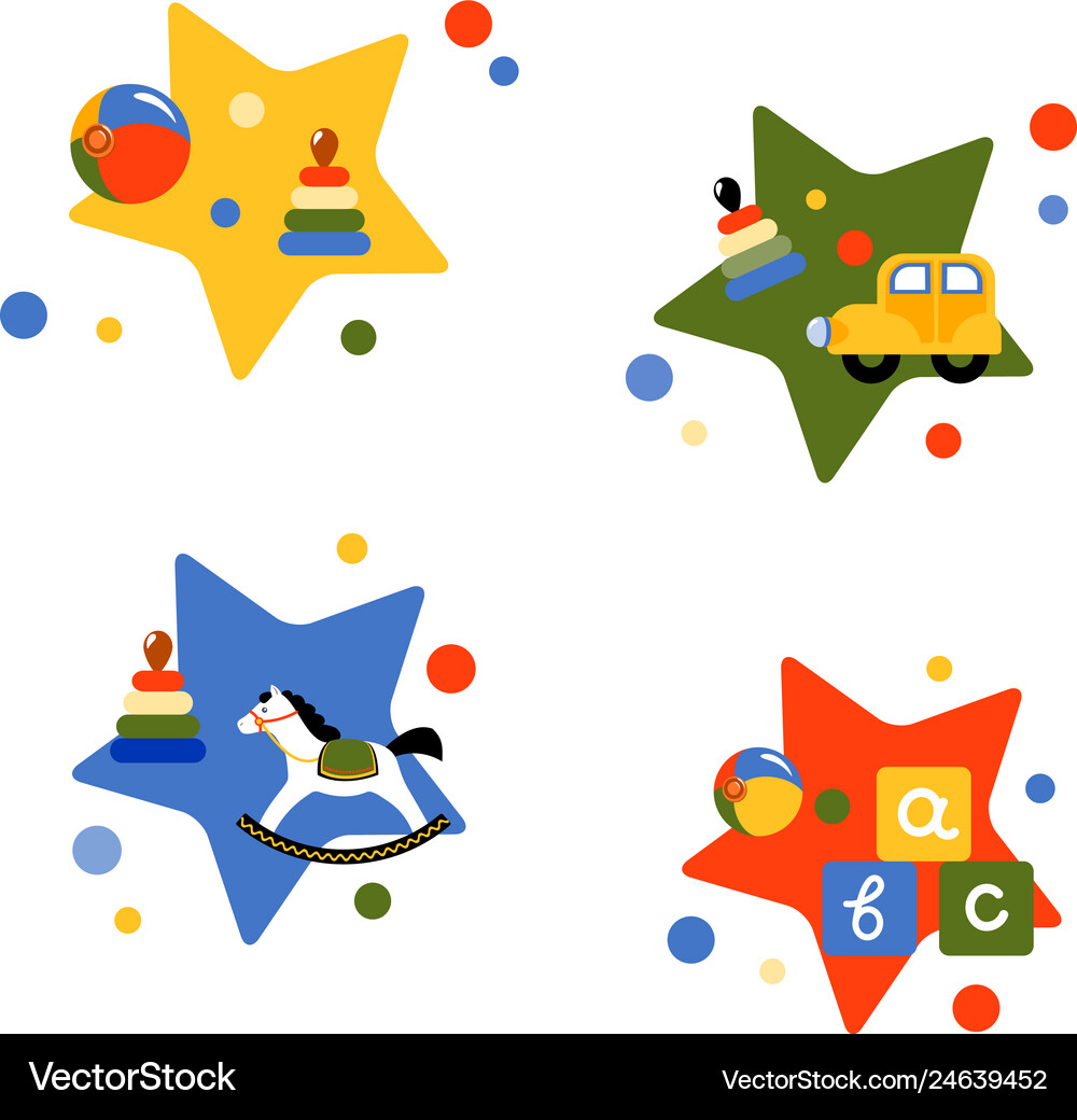 Four with children toys Royalty Free Vector Image