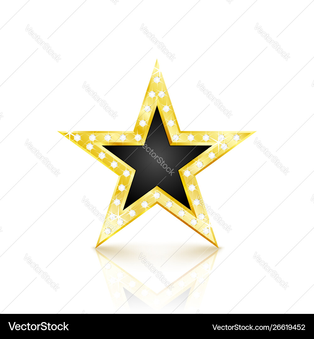 Golden star with diamonds on white background Vector Image