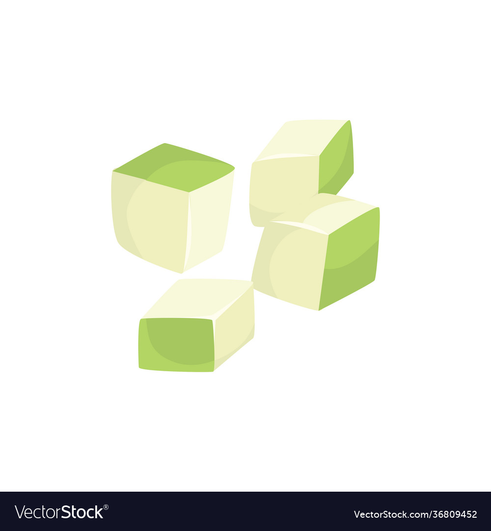 Green cabbage cubes composition Royalty Free Vector Image