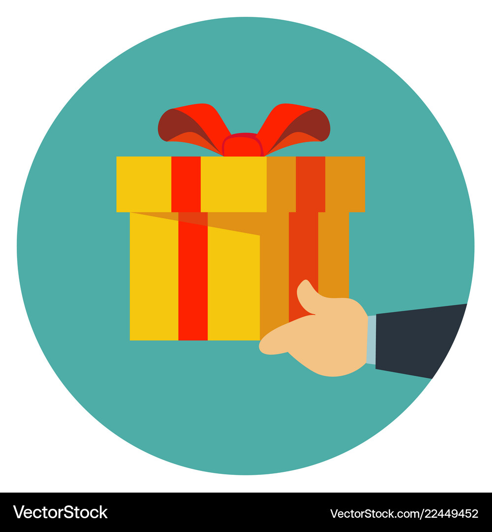 Hand giving gift box to another gifting and Vector Image