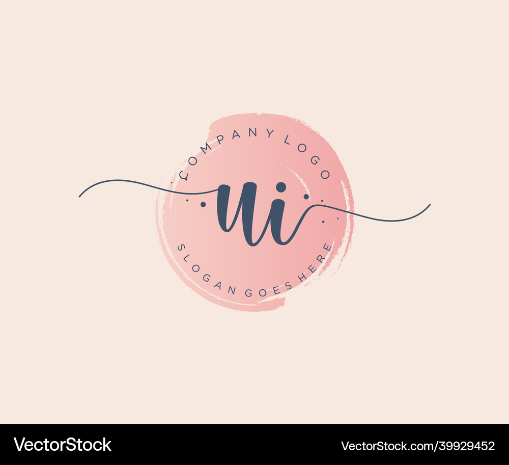 Initial ui feminine logo usable for nature salon Vector Image
