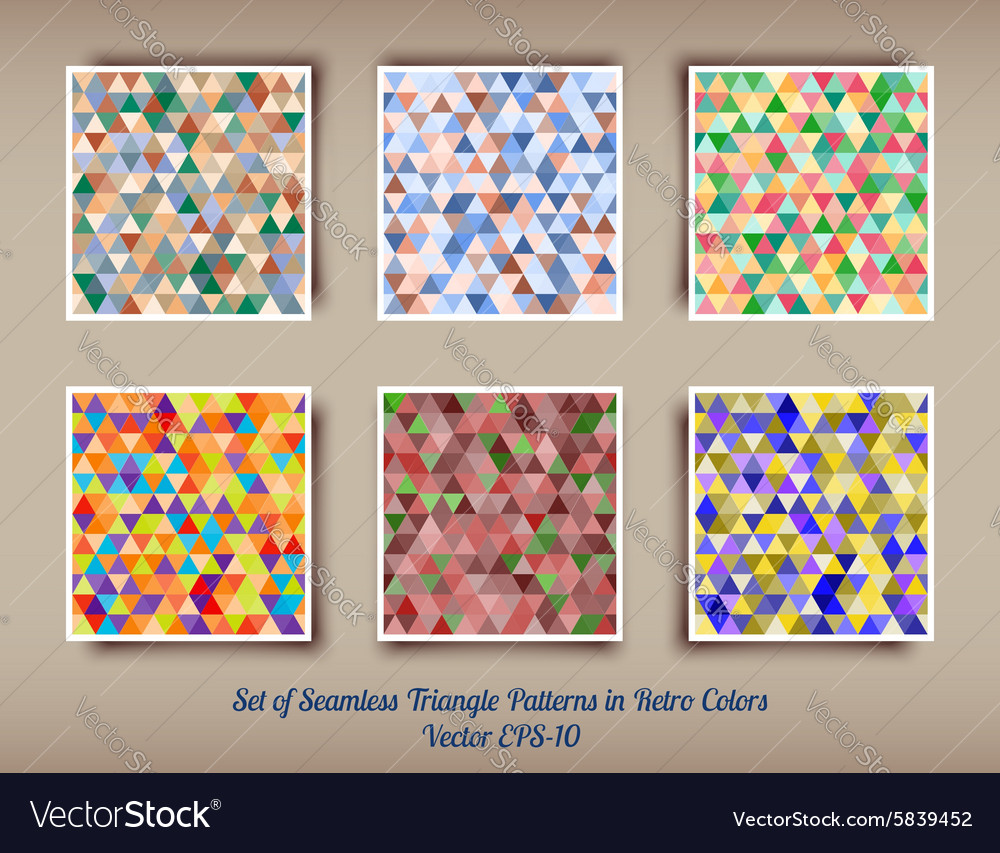 Set 6 triangle seamless patterns Royalty Free Vector Image