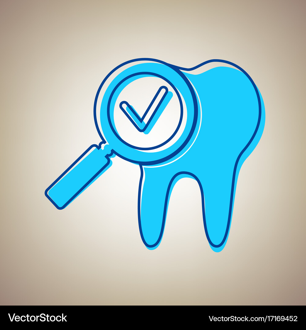 Tooth icon with arrow sign sky blue Royalty Free Vector