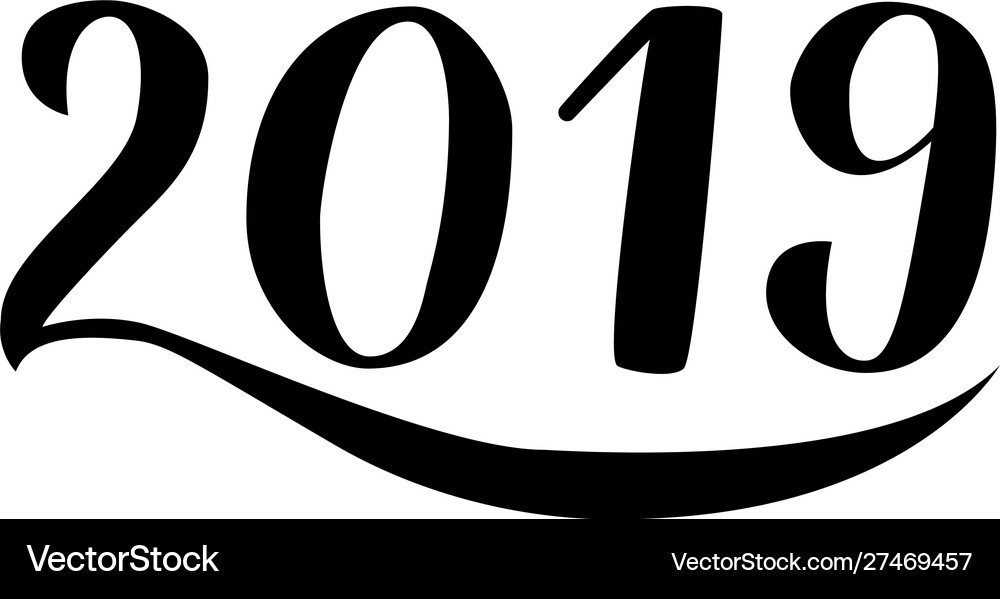 2019 hand written numbers with brush calligraphy Vector Image