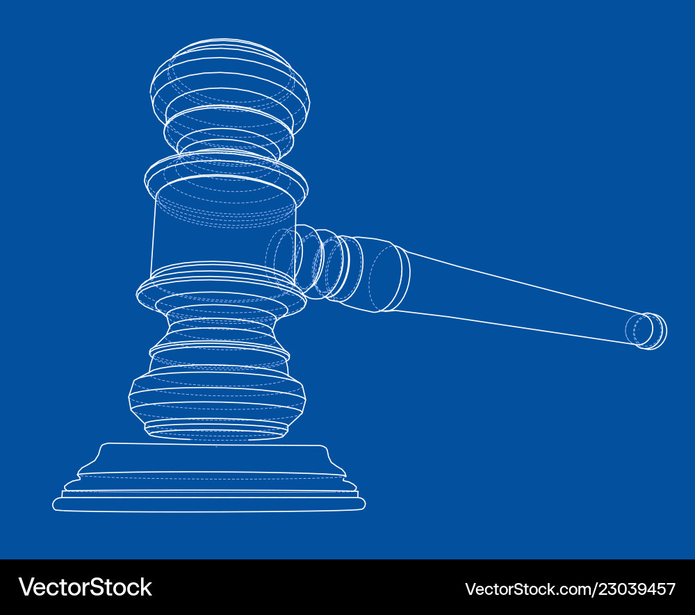 3d outline gavel rendering of Royalty Free Vector Image