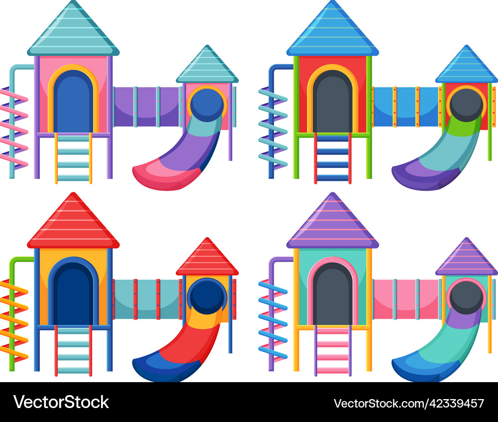 A children playground slide set on white Vector Image