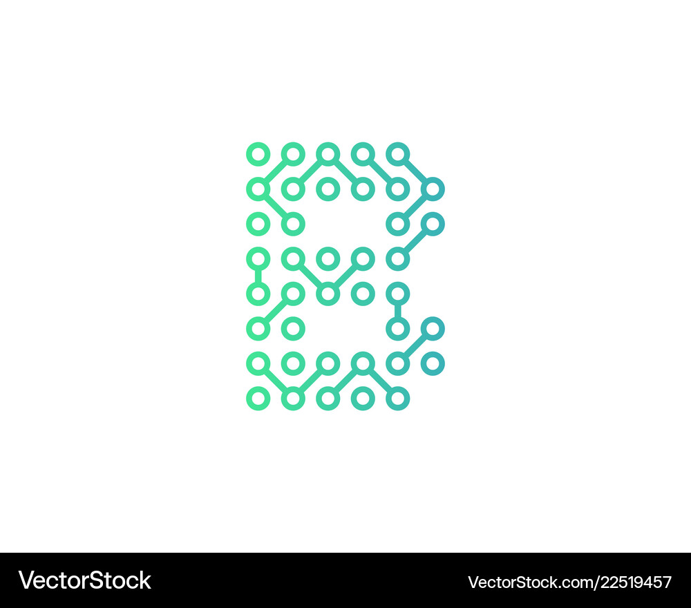 B circuit technology letter and number logo icon Vector Image