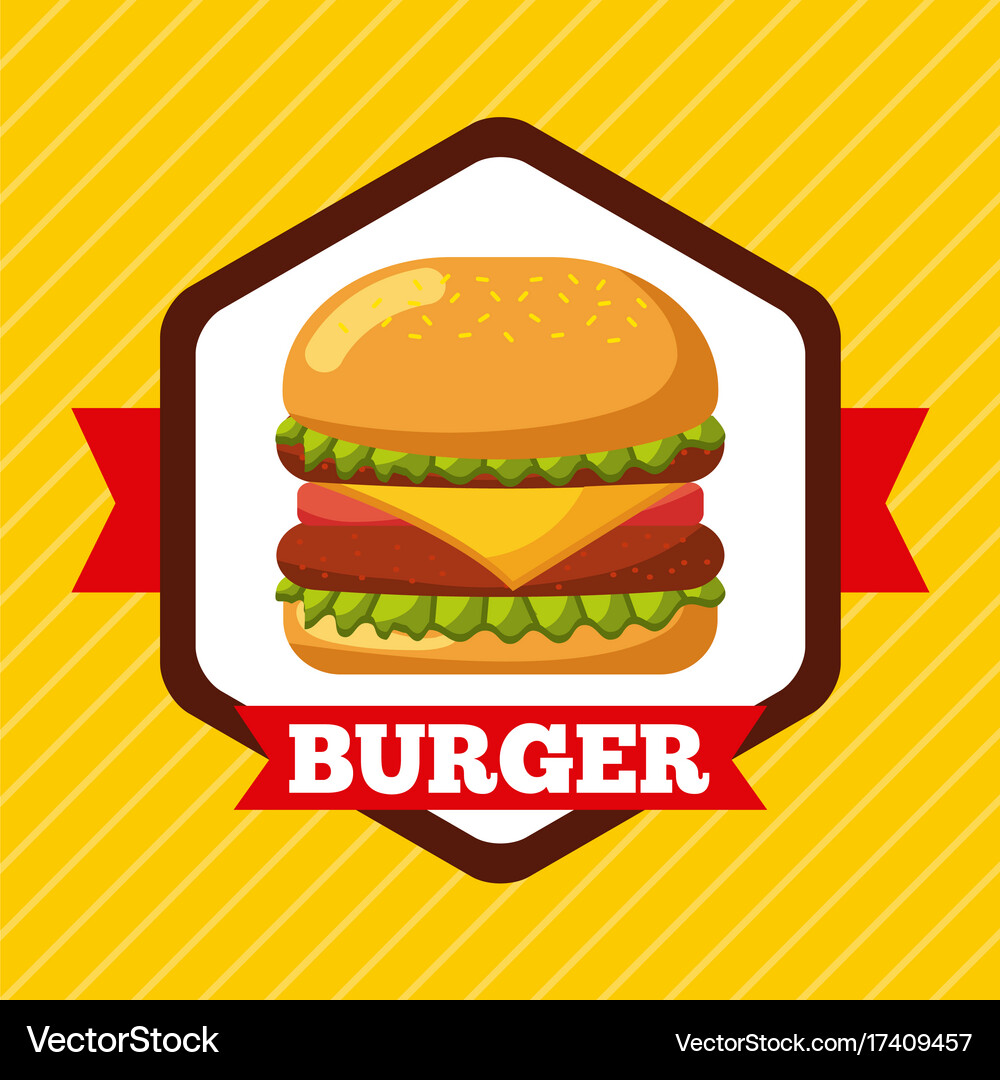 Burger icon fast food restaurant menu Royalty Free Vector