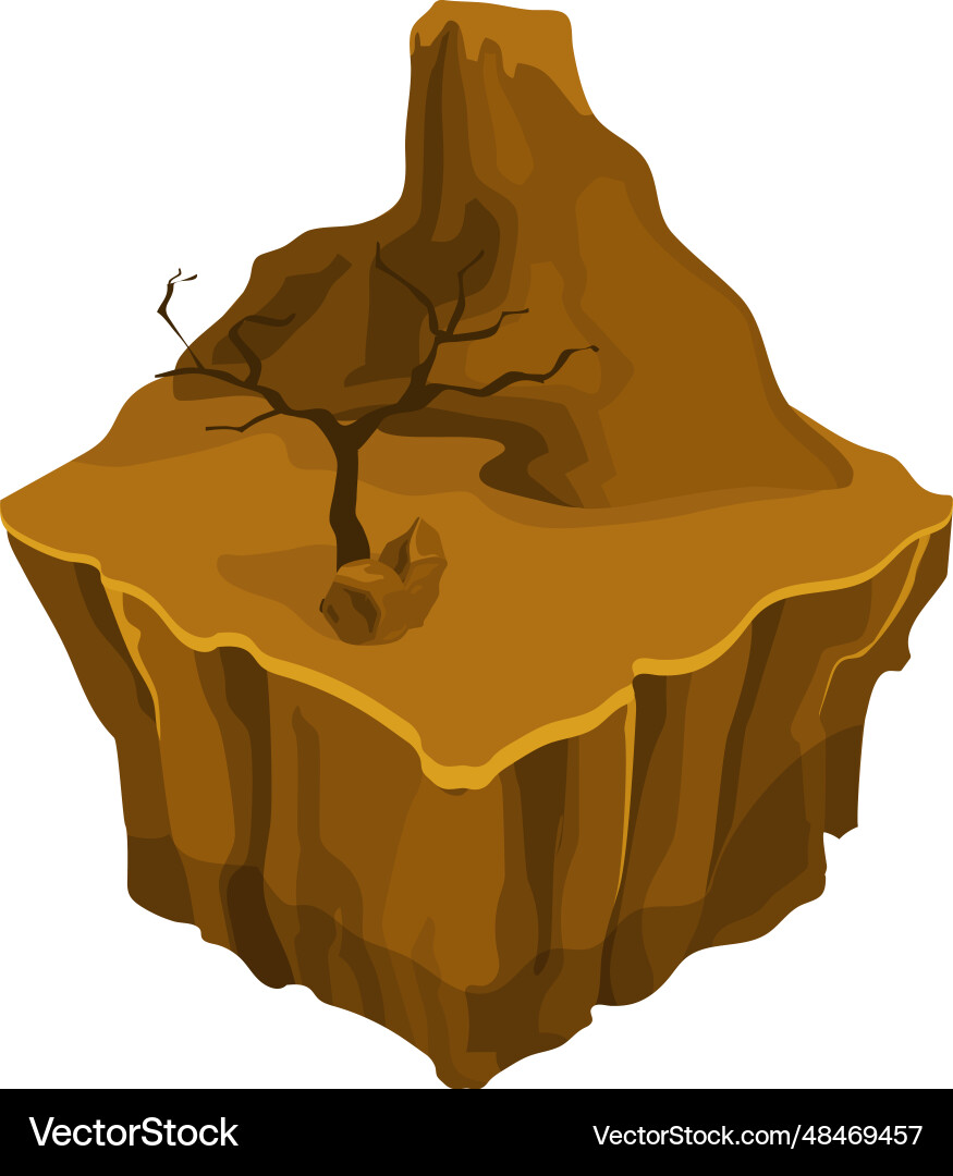 Desert mountain land isometric game flying ground Vector Image