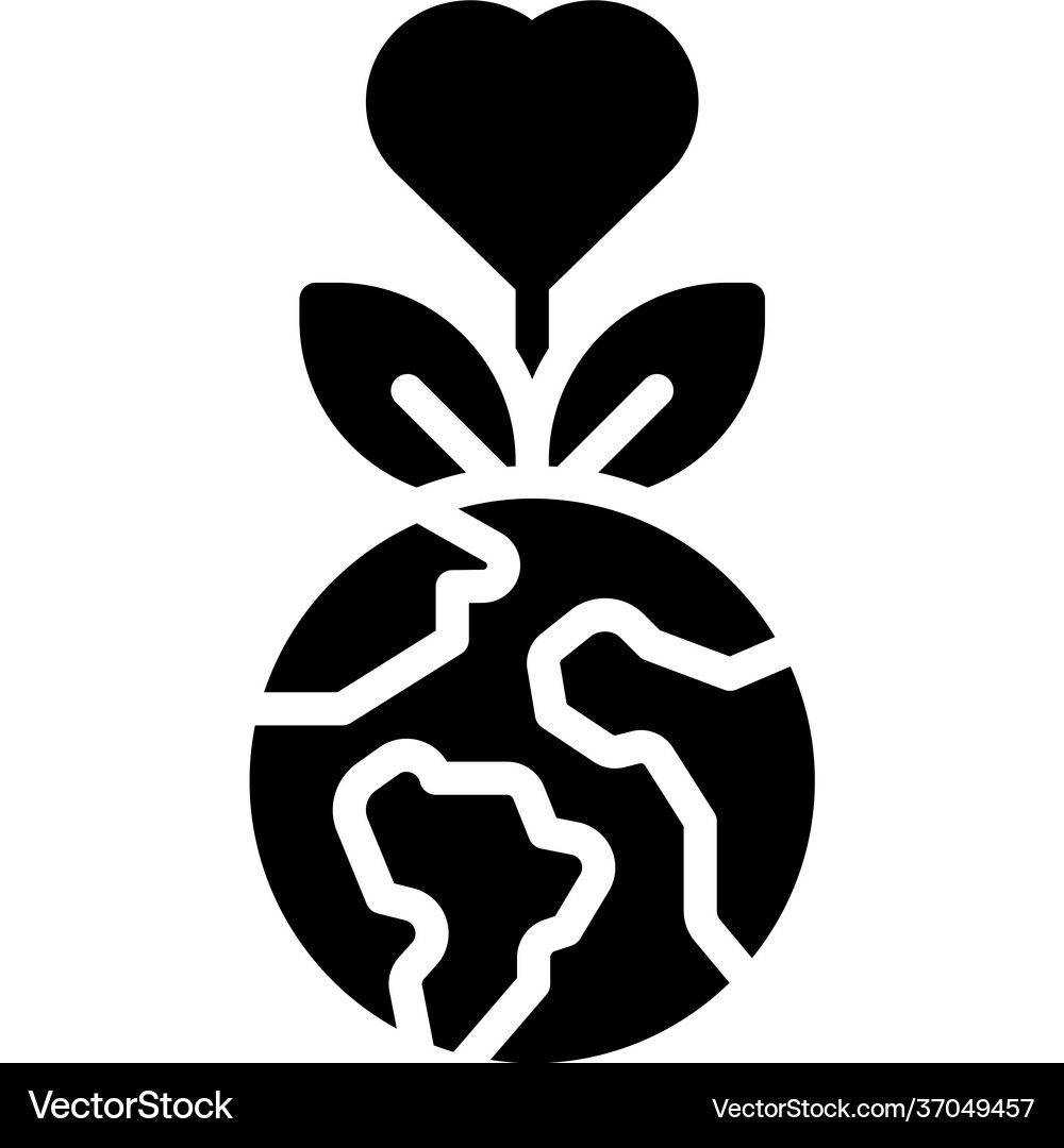 Flower on small earth globe icon day related Vector Image