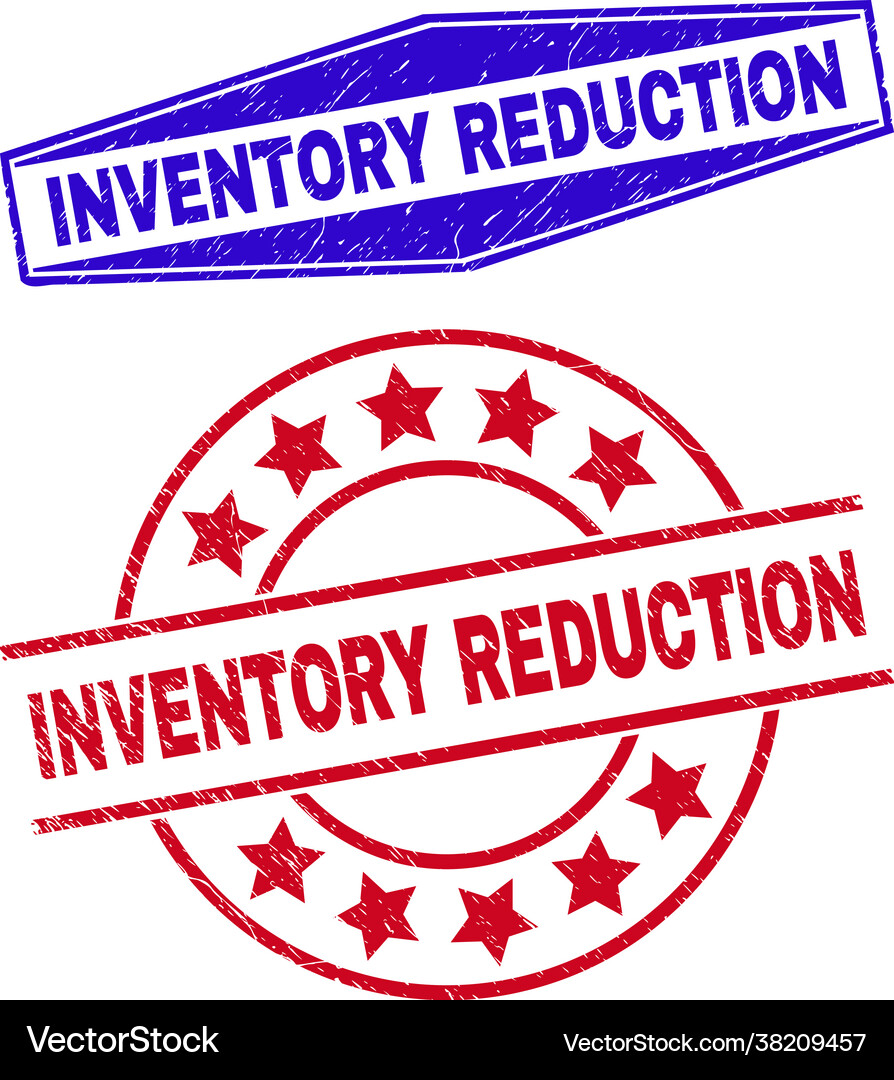 Inventory reduction grunged watermarks in circle Vector Image