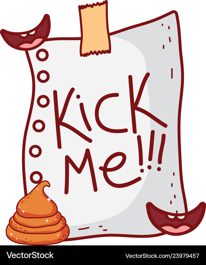 Kick me message in paper fools day Royalty Free Vector Image