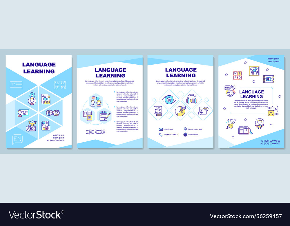 Language learning brochure template Royalty Free Vector