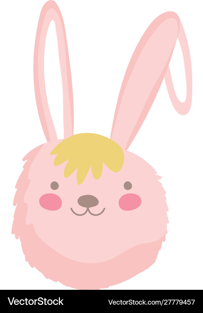 Pink rabbit head adorable toy icon Royalty Free Vector Image