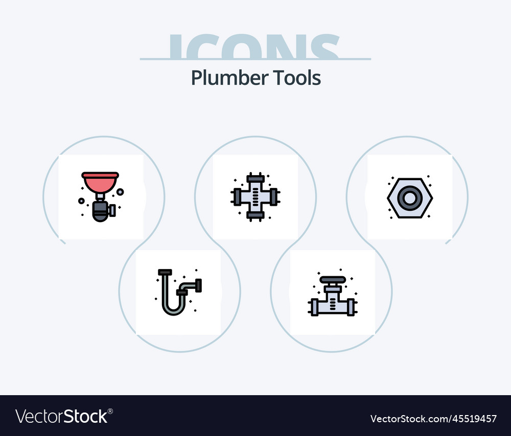 Plumber line filled icon pack 5 icon design Vector Image
