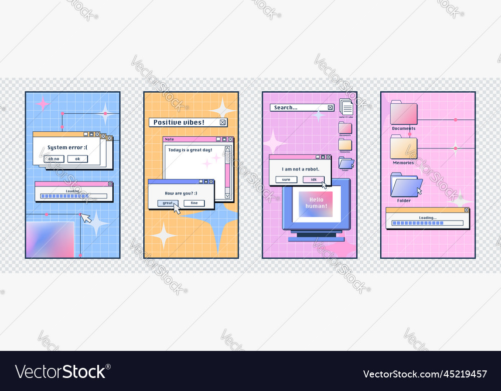 Retro desktop computer interface posters Vector Image