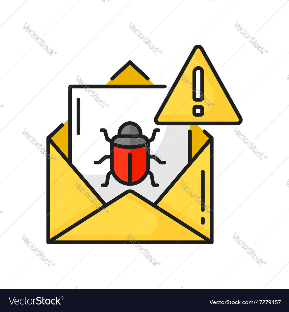 Virus In Email Cyber Attack Computer Bug Message Vector Image