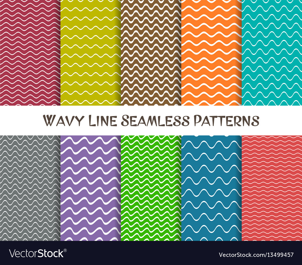 Wavy line seamless patterns Royalty Free Vector Image