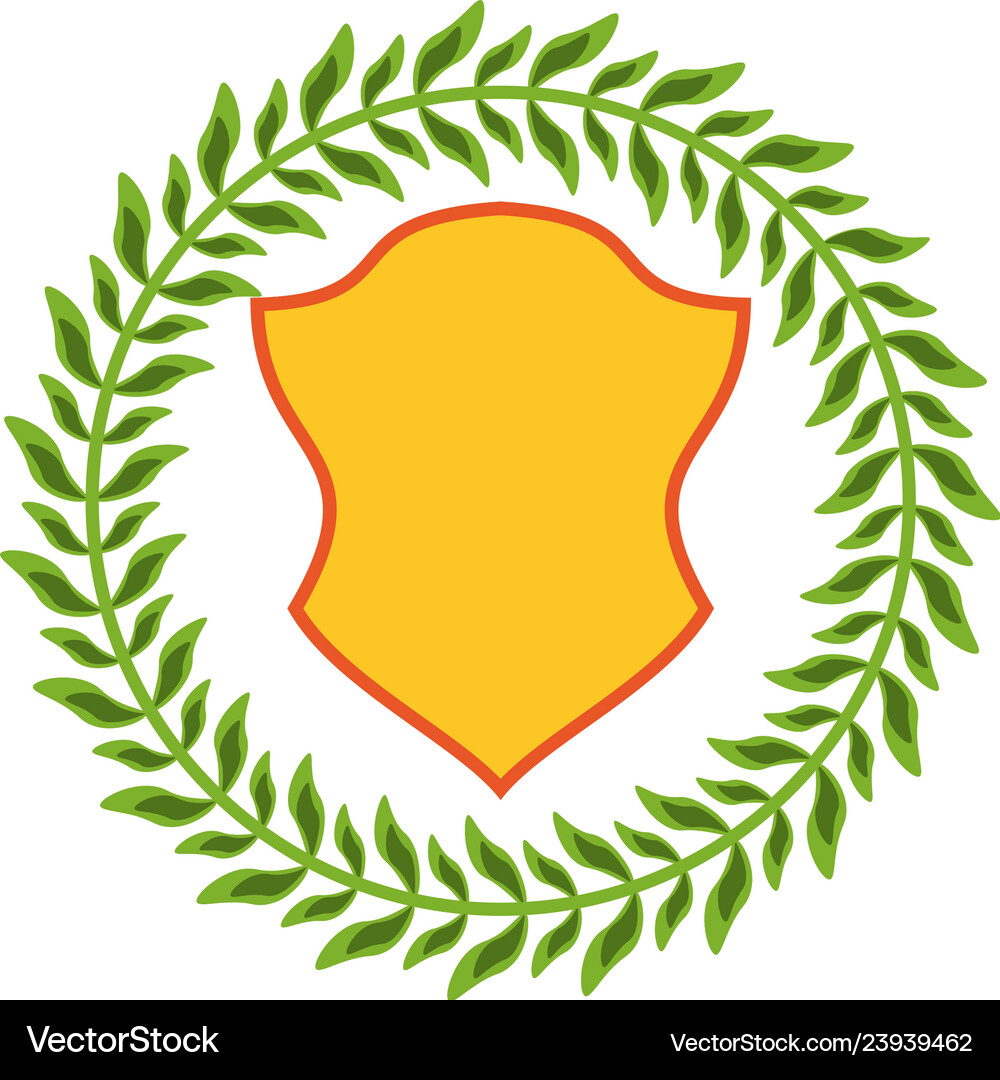Badge emblem with wreath leaves Royalty Free Vector Image