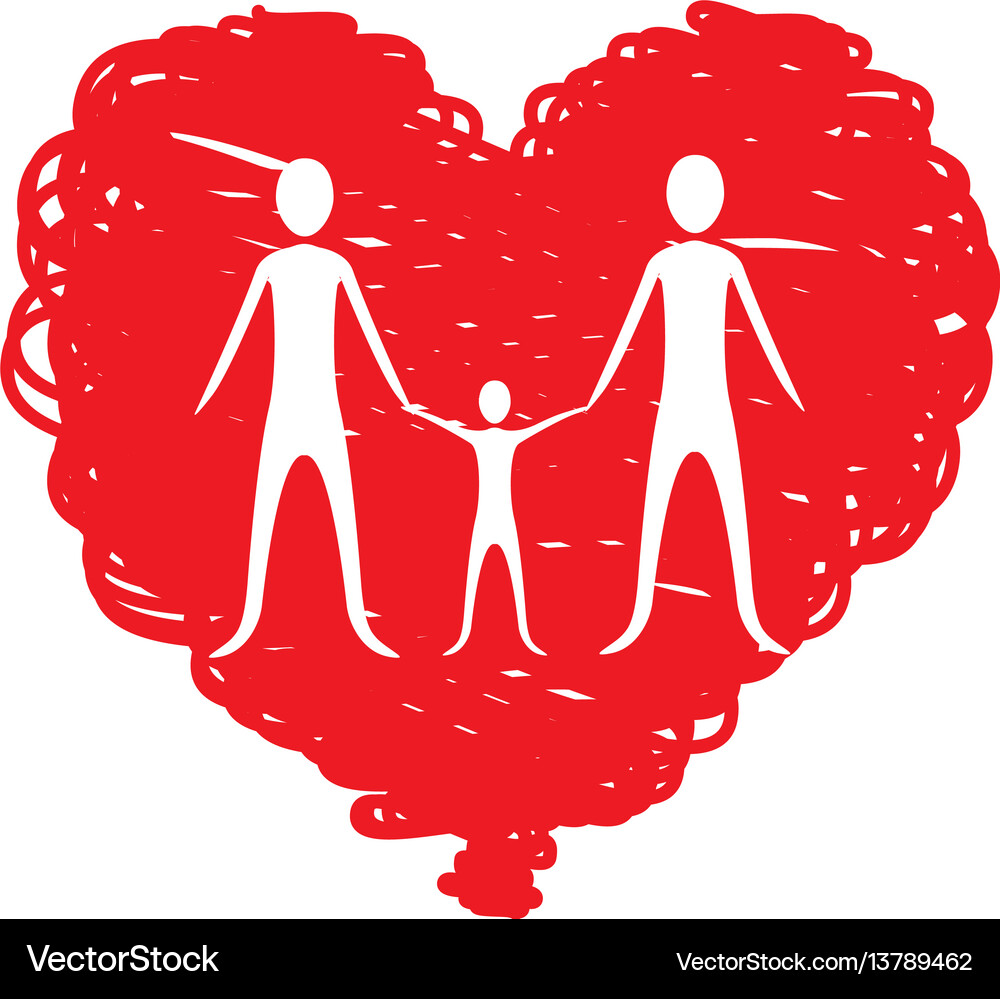 Family together inside heart Royalty Free Vector Image