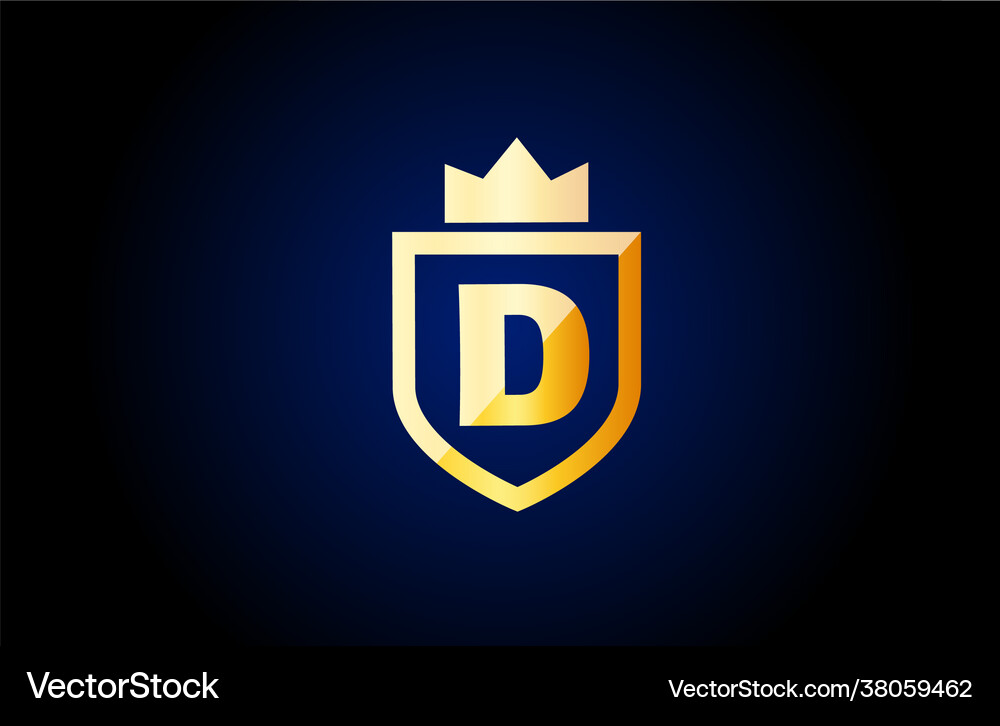 Gold d alphabet letter logo icon design Royalty Free Vector