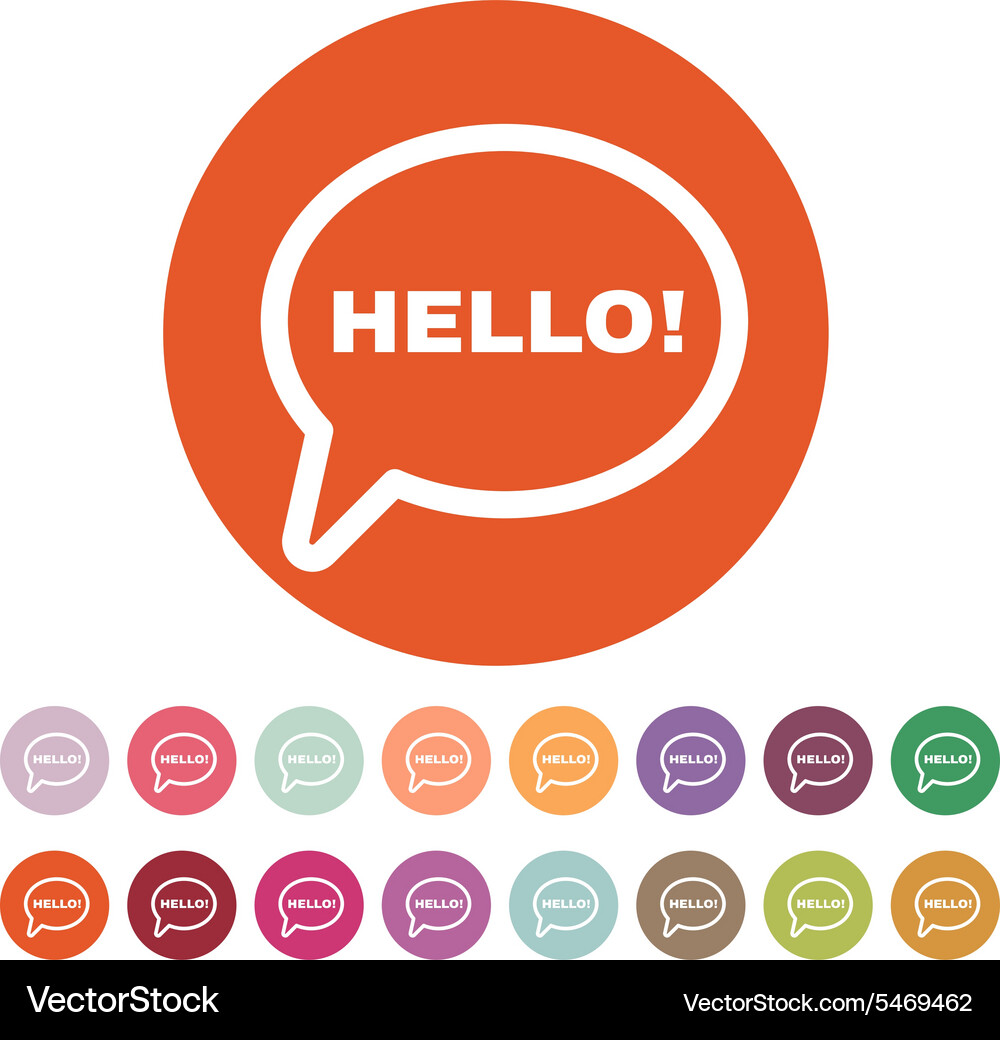 Hello icon greet and hi symbol flat Royalty Free Vector