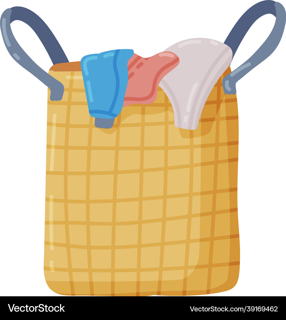Laundry basket or hamper full with clothing items Vector Image