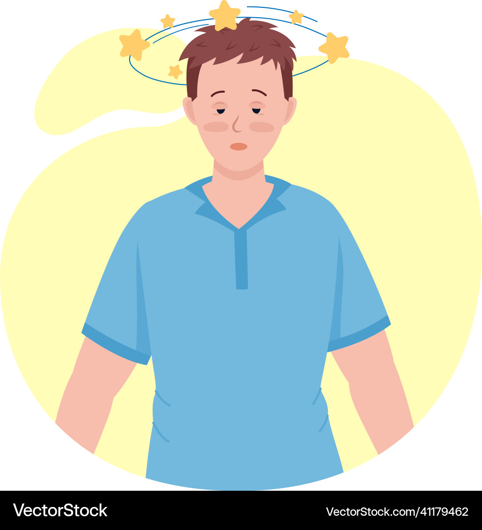 Man with dizziness semi flat color character Vector Image