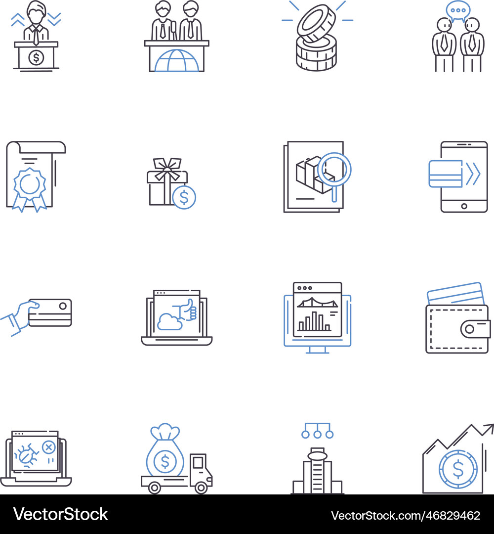 Merger and amalgamation line icons collection Vector Image