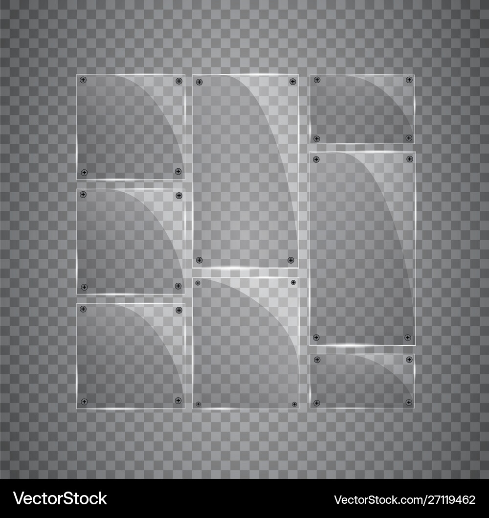 Modern transparent glass plates set Royalty Free Vector