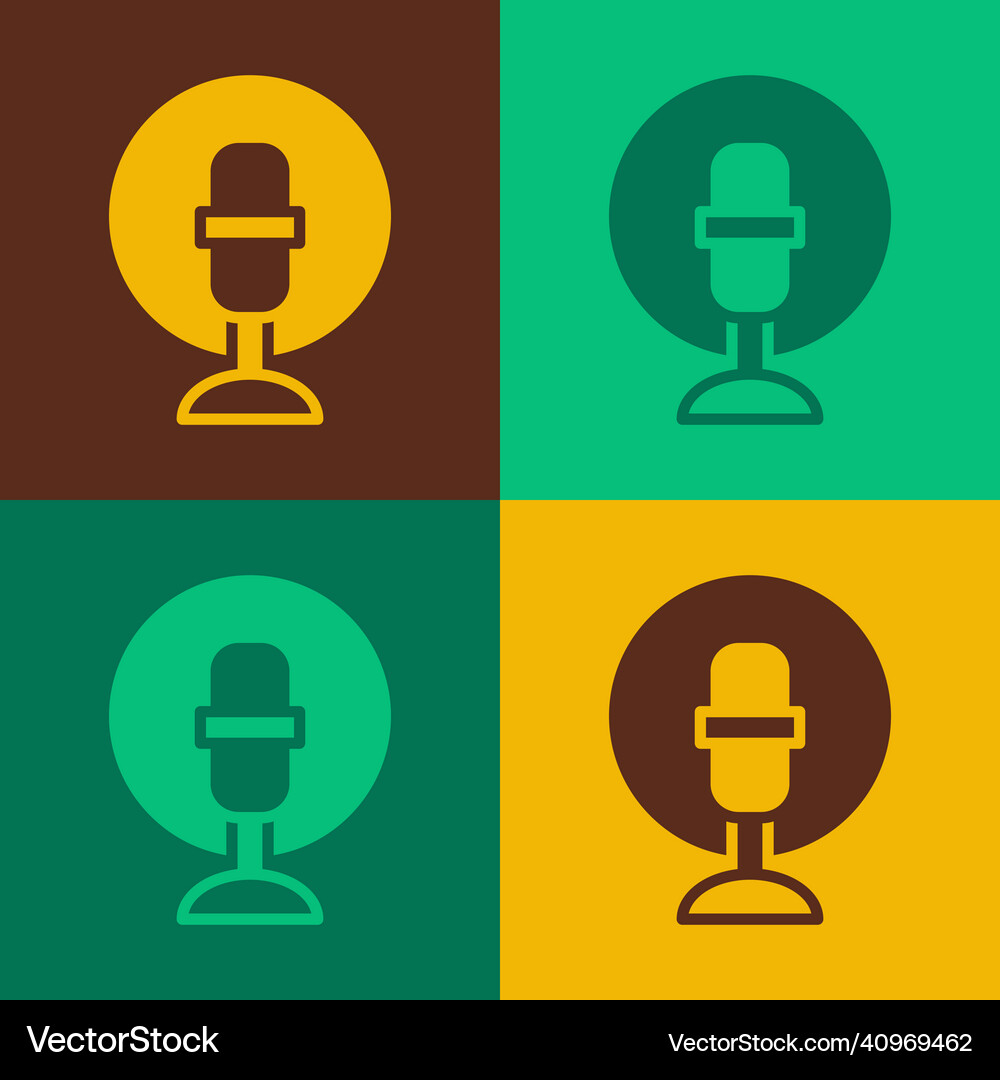 Pop art microphone icon isolated on color Vector Image