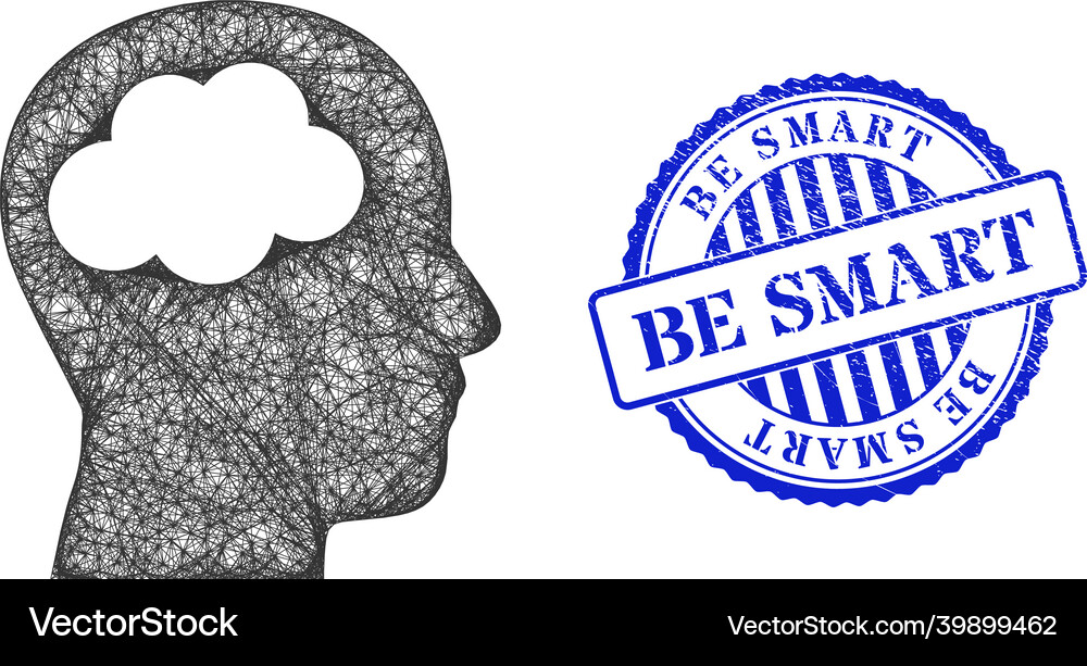 Rubber be smart seal and hatched head brain mesh Vector Image