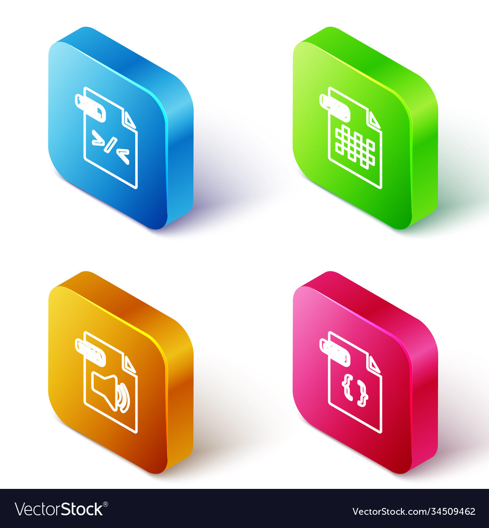 Set isometric line xsl file document png wma Vector Image Set isometric line xsl file document png wma Vector Image
