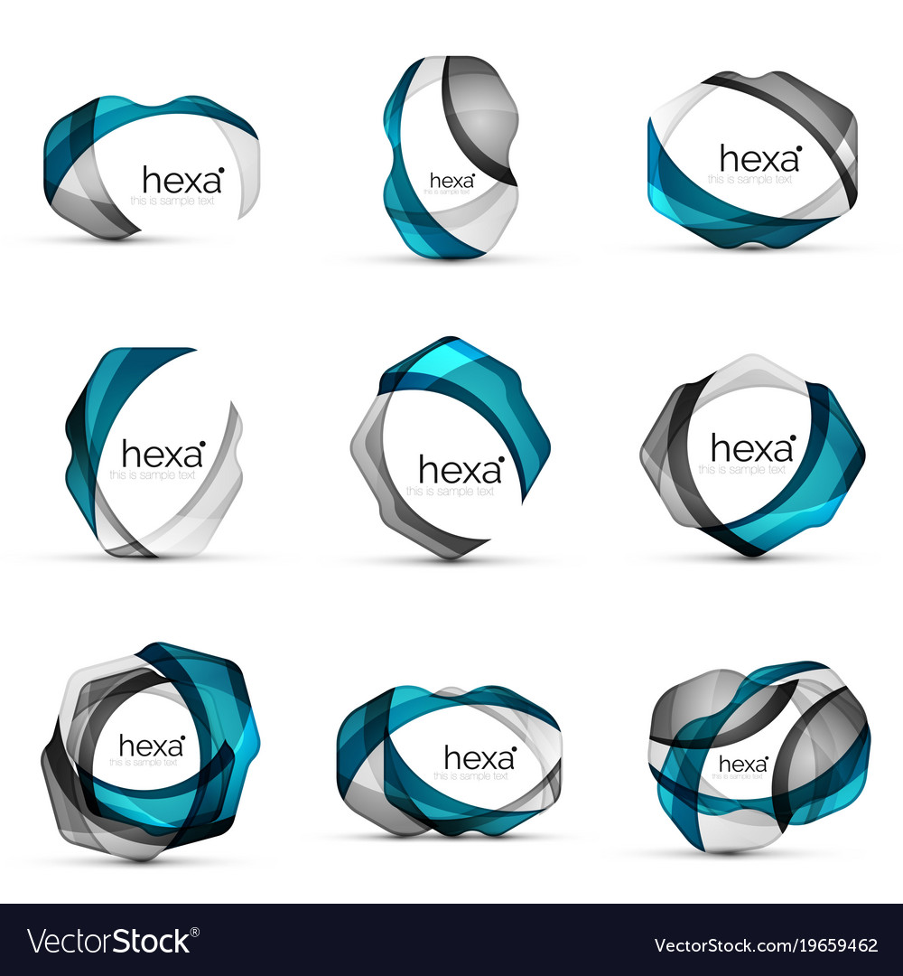 Set of hexagon shape business emblems Royalty Free Vector