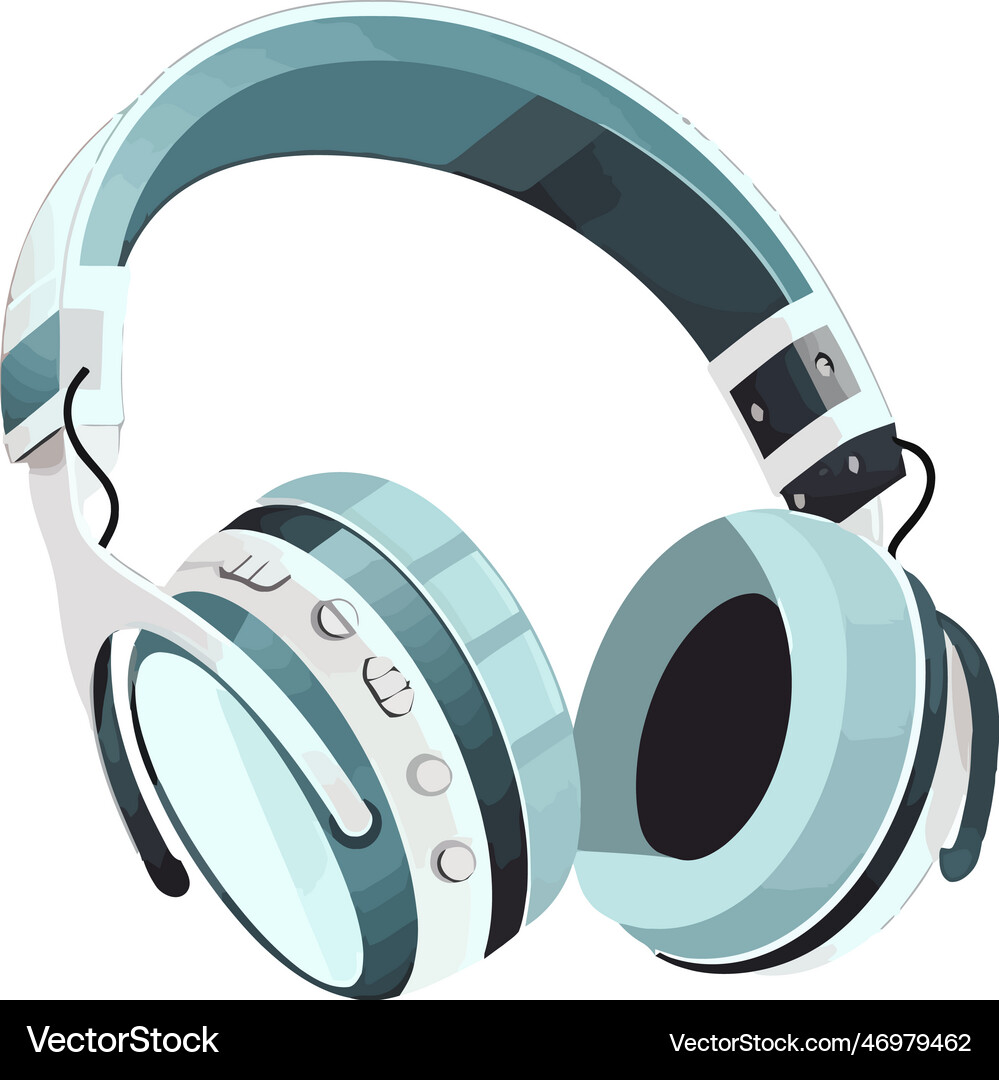 Stereo headphones listening technology Royalty Free Vector